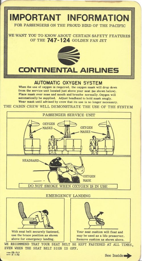 The “Queen” at 50 – Early 747 Safety Cards - World Airline Historical ...