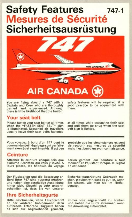 The “Queen” at 50 – Early 747 Safety Cards - World Airline Historical ...