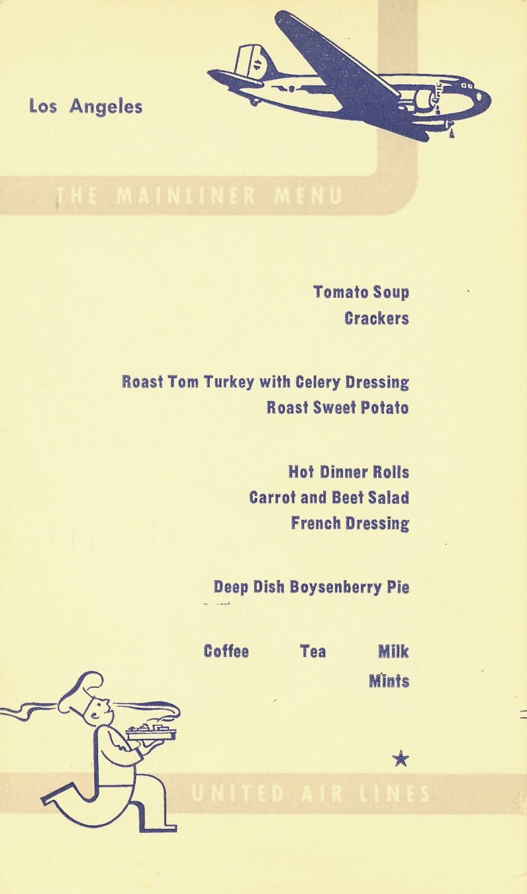 Airline Menu Postcards - World Airline Historical Society